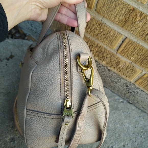 Fossil | Bags | Fossil Cognac Taupe Tan Brown Pebble Leather Mimi ...
